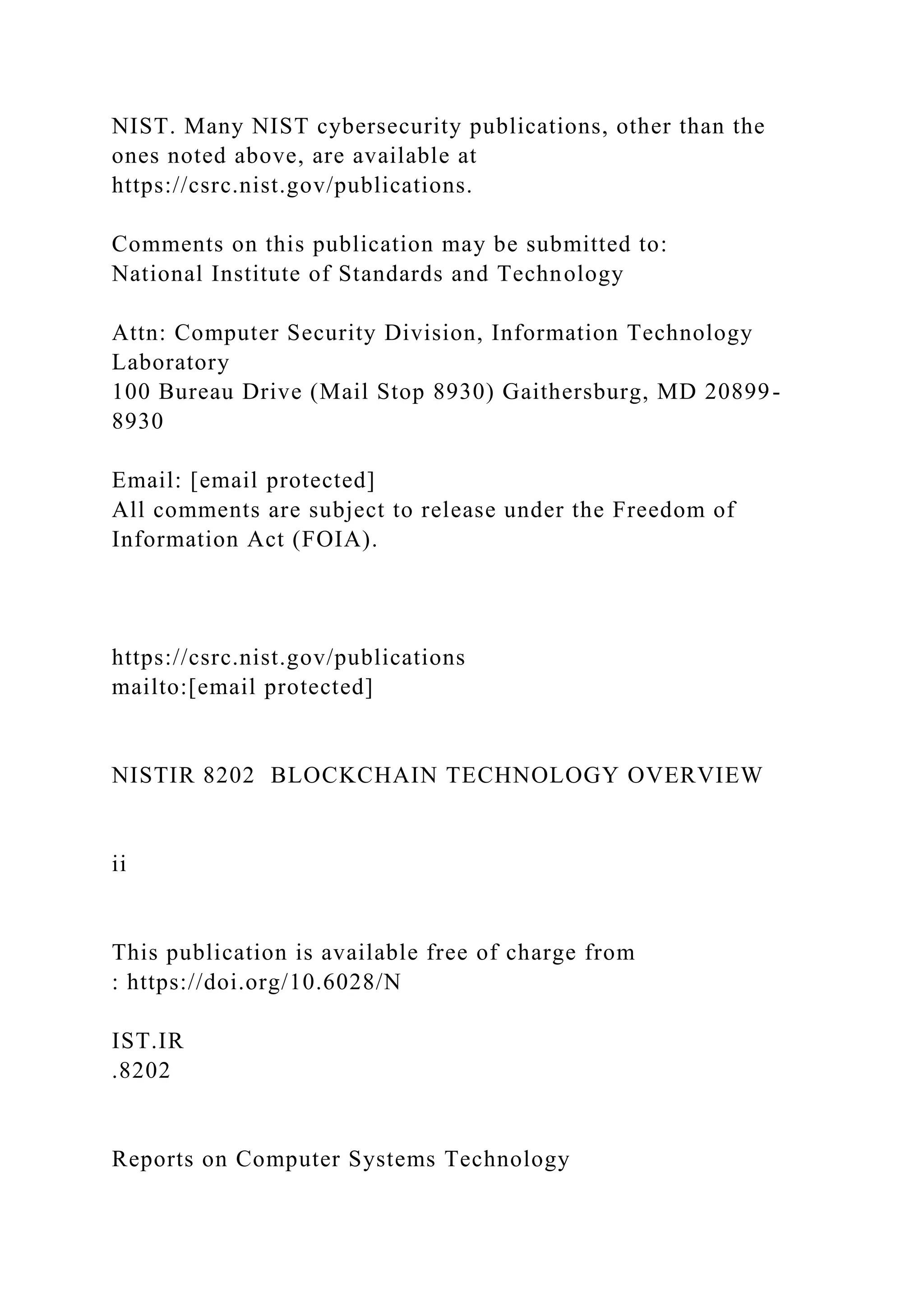 NISTIR 8202 Blockchain Technology Overview Dyla.docx
