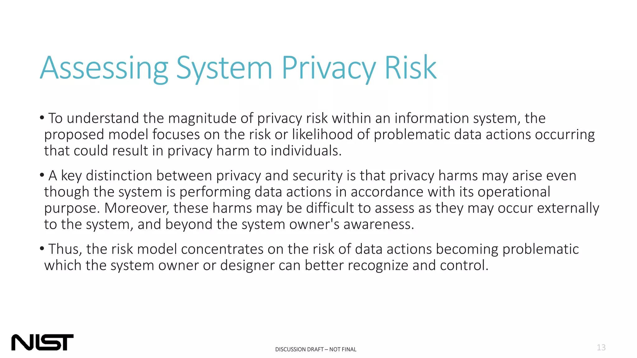 NIST Privacy Engineering Working Group - Risk Model | PPT