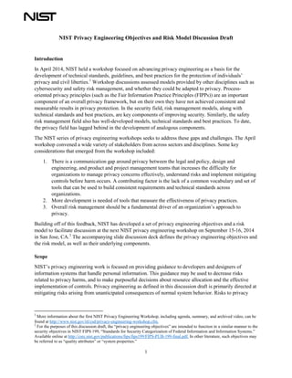 NIST Privacy Engineering Working Group -- Risk Models | PDF