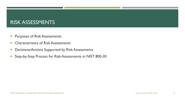 NIST 800-30 Intro to Conducting Risk Assessments - Part 1 | PDF ...