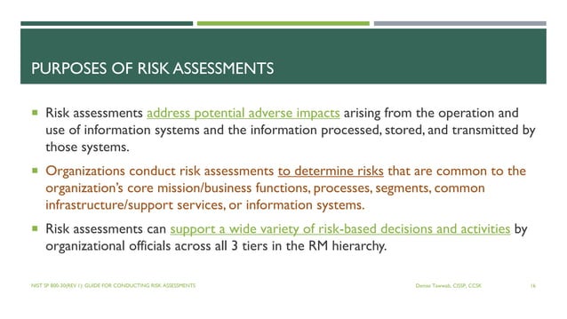NIST 800-30 Intro to Conducting Risk Assessments - Part 1 | PDF ...