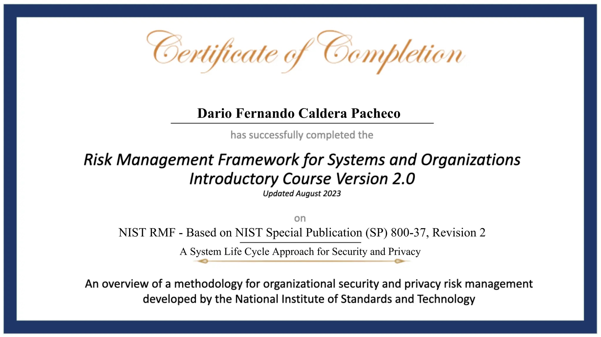 NIST SP 800-37 Risk Management Framework (RMF) for Information Systems and Organizations: A ...
