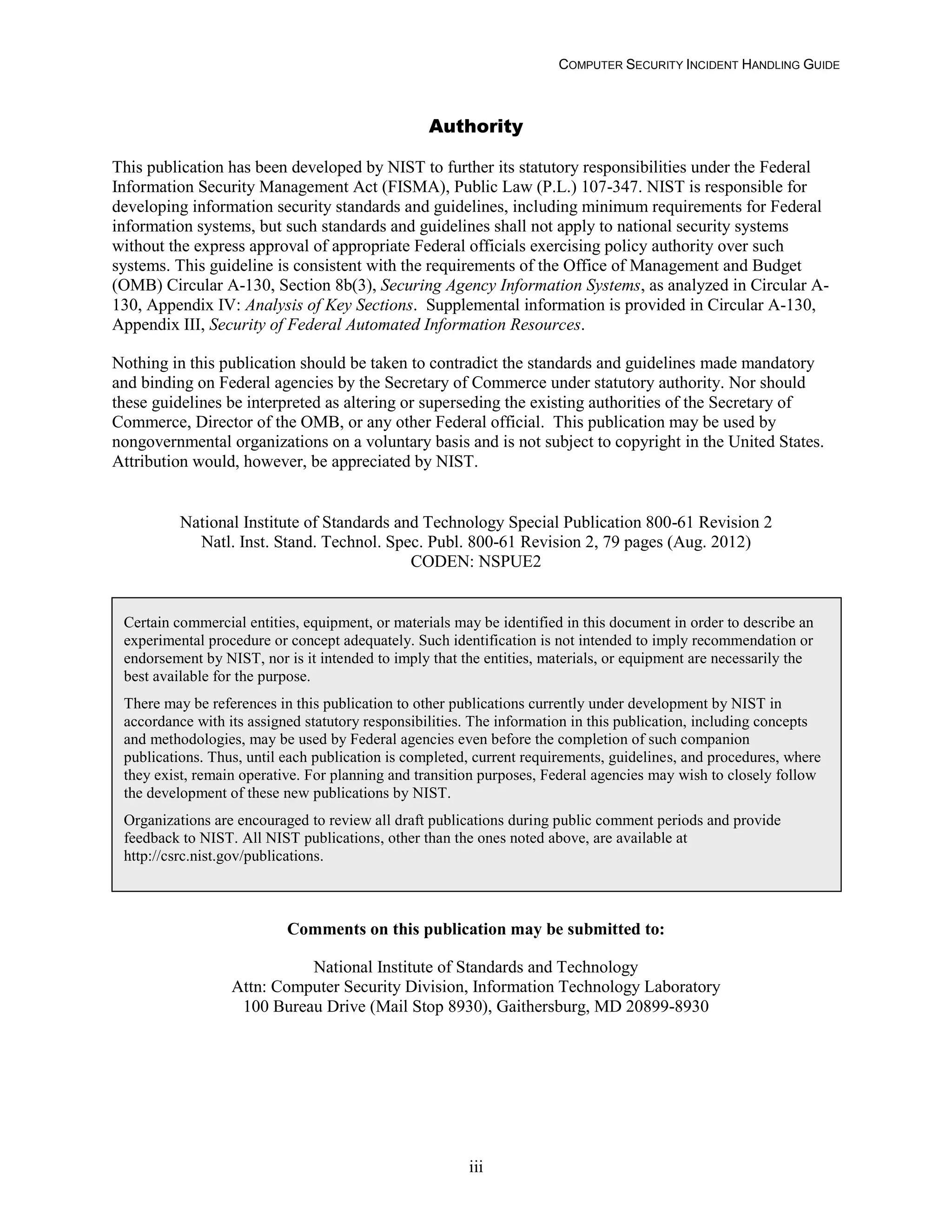 Computer Security Incident Handling Guide | PDF
