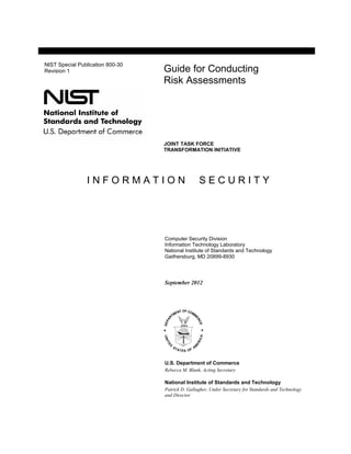 NIST Risk management Framework NIST 800-30, rev. 1 | PDF