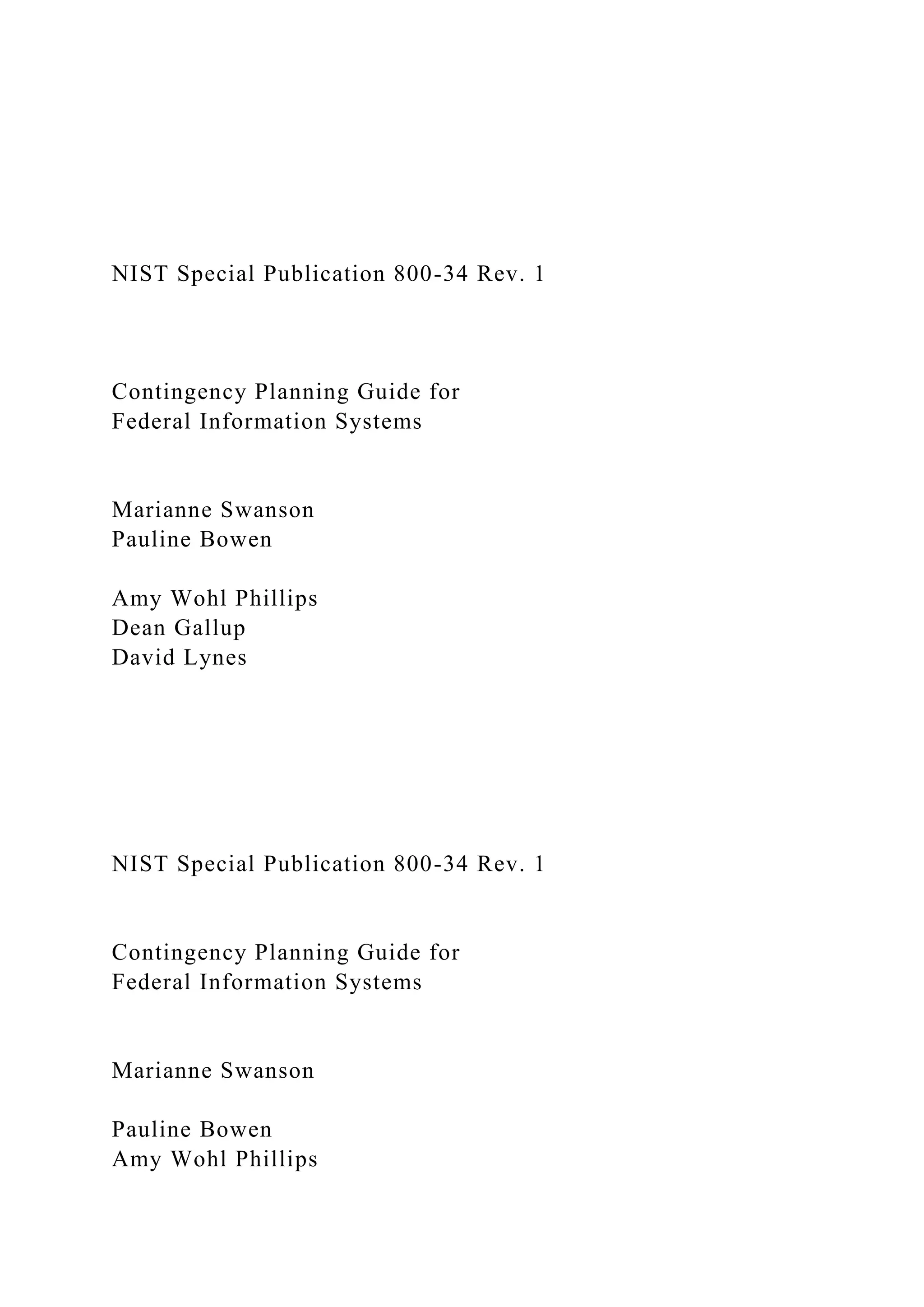 NIST Special Publication 800-34 Rev. 1 Contingency.docx