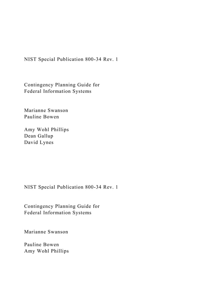 NIST Special Publication 800-34 Rev. 1 Contingency.docx