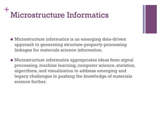 Materials Informatics Overview | PPT