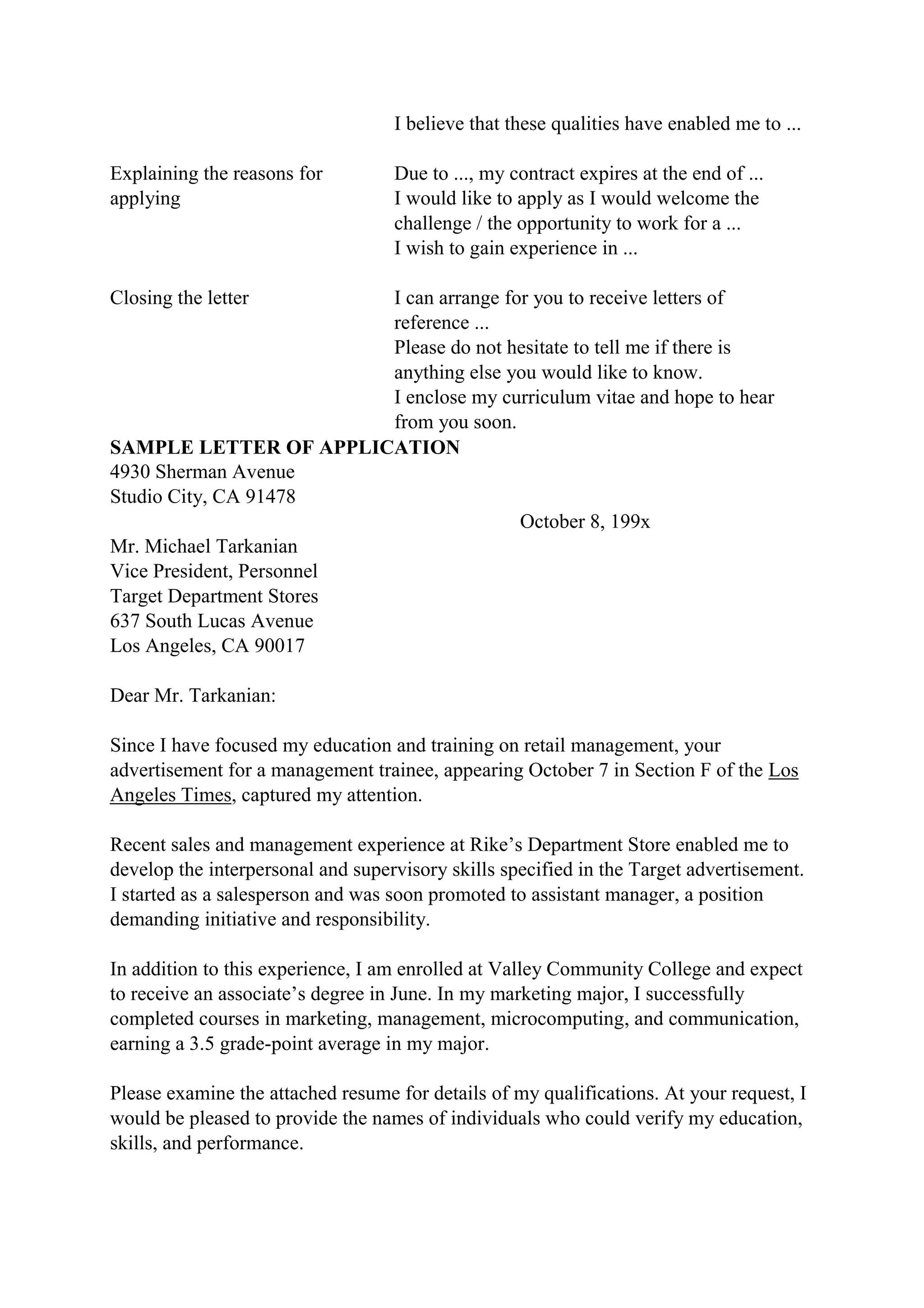 Nit 2 writing a letter of application for a job | DOCX