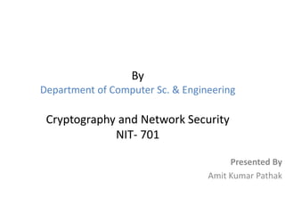 Cryptography and network security Nit701 | PPT