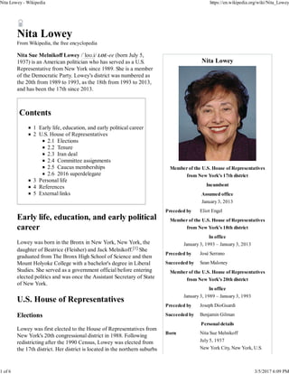 Nita lowey wikipedia(highlighted) | PDF