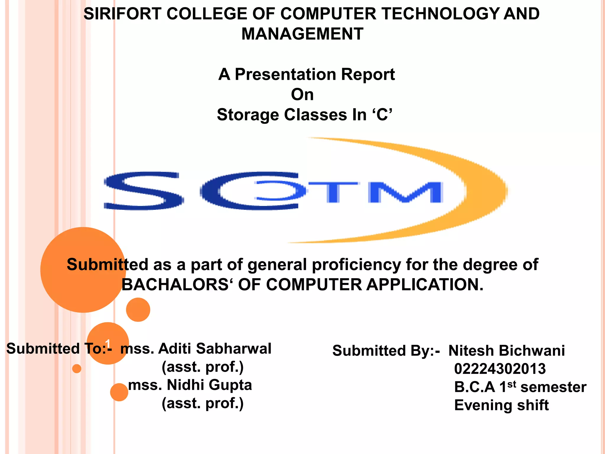 Storage classes in C | PPTX