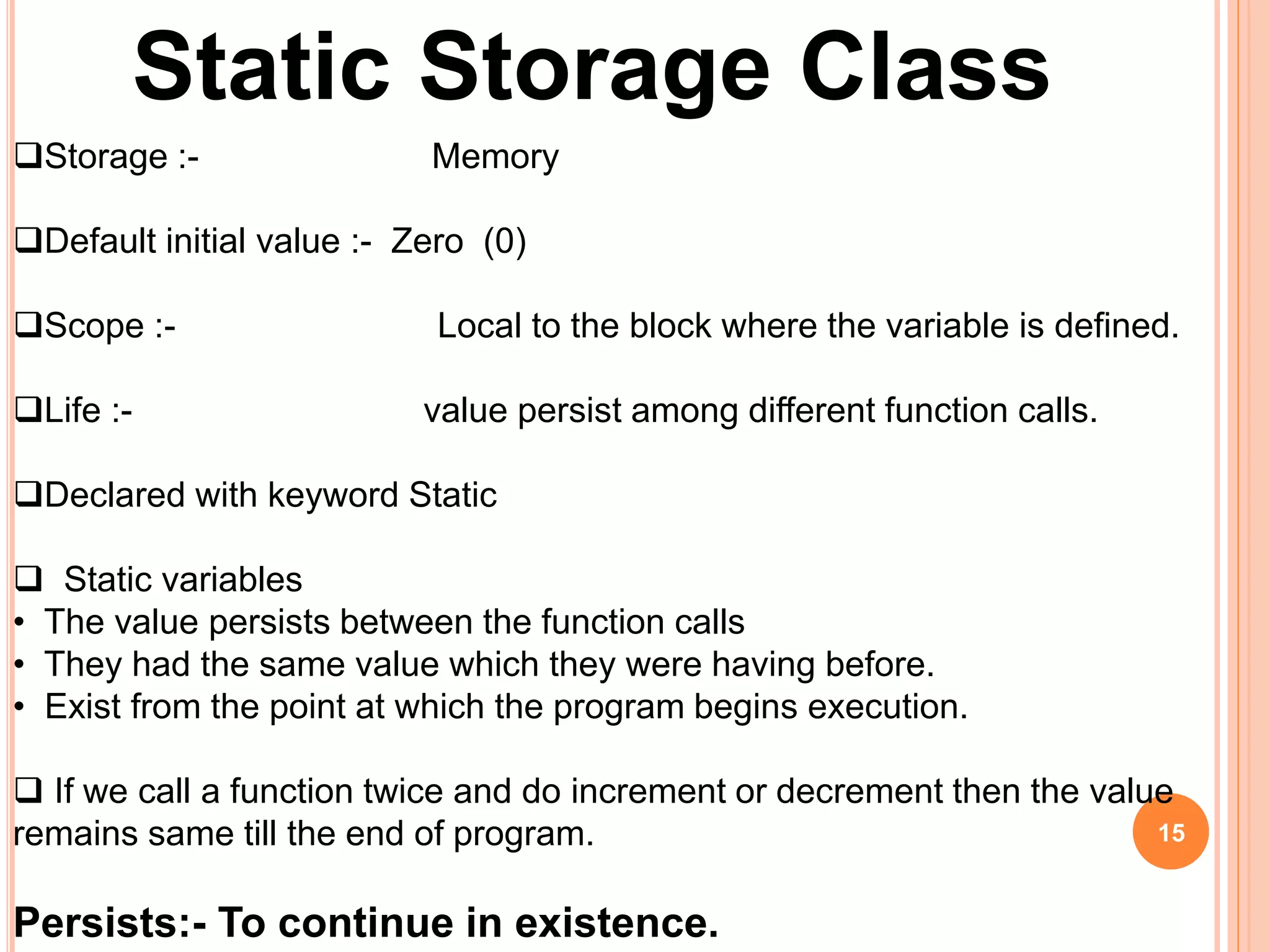 Storage classes in C | PPTX