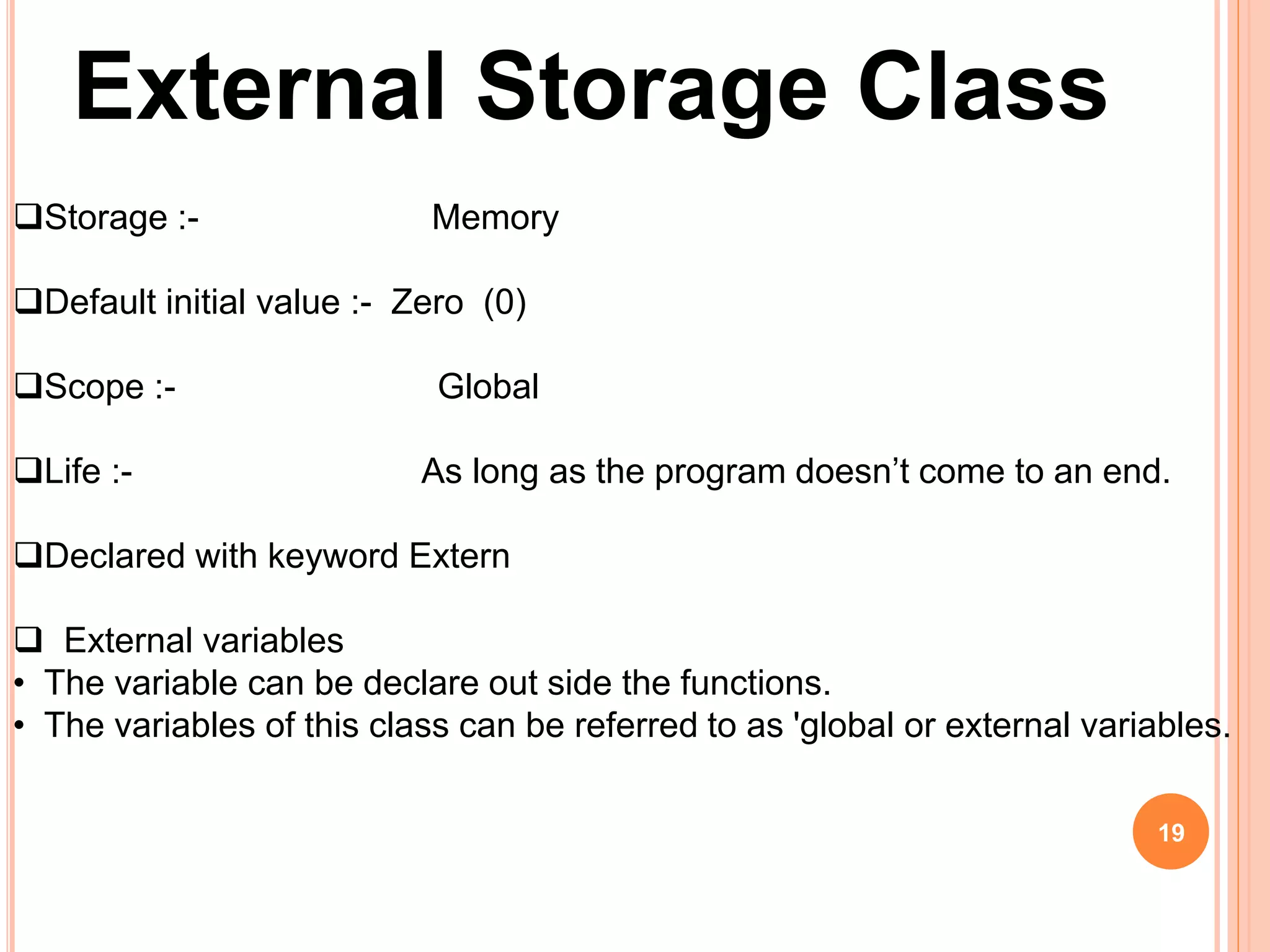 Storage classes in C | PPTX