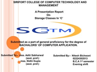 Storage classes in C | PPTX