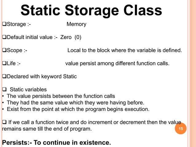 Storage classes in C | PPTX