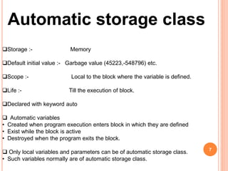 Storage classes in C | PPTX