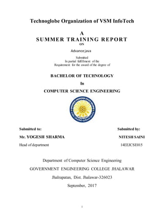 Advance java summer training report | DOCX