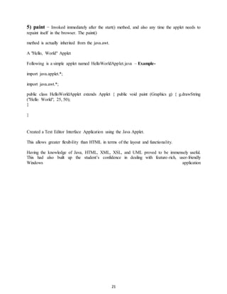 Advance java summer training report | DOCX