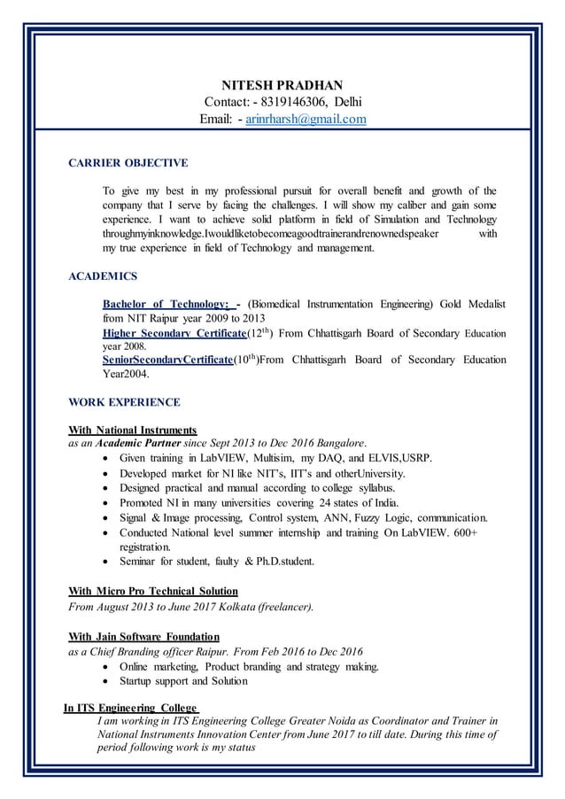 Nitesh pradhan resume. doc | DOCX | Computer Software and Applications ...