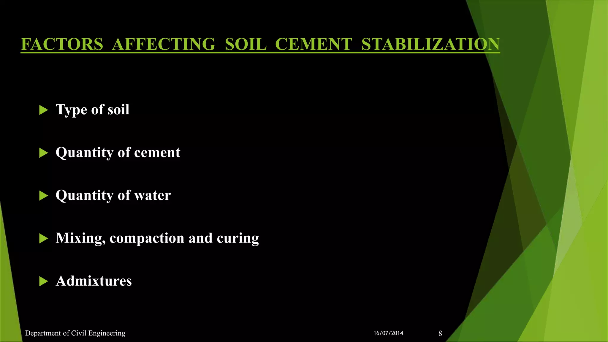 Soil Stabilisation using cement | PPTX