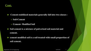 Soil Stabilisation using cement | PPTX