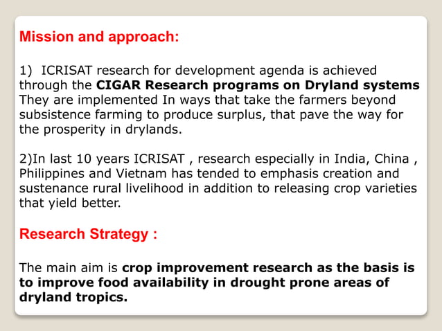 ICRISAT- International Crops Research Institute for Semi-Arid Tropics ...