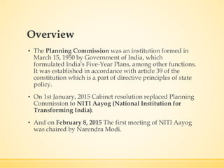 Niti Aayog | PPTX | Political Issues & policy | Politics