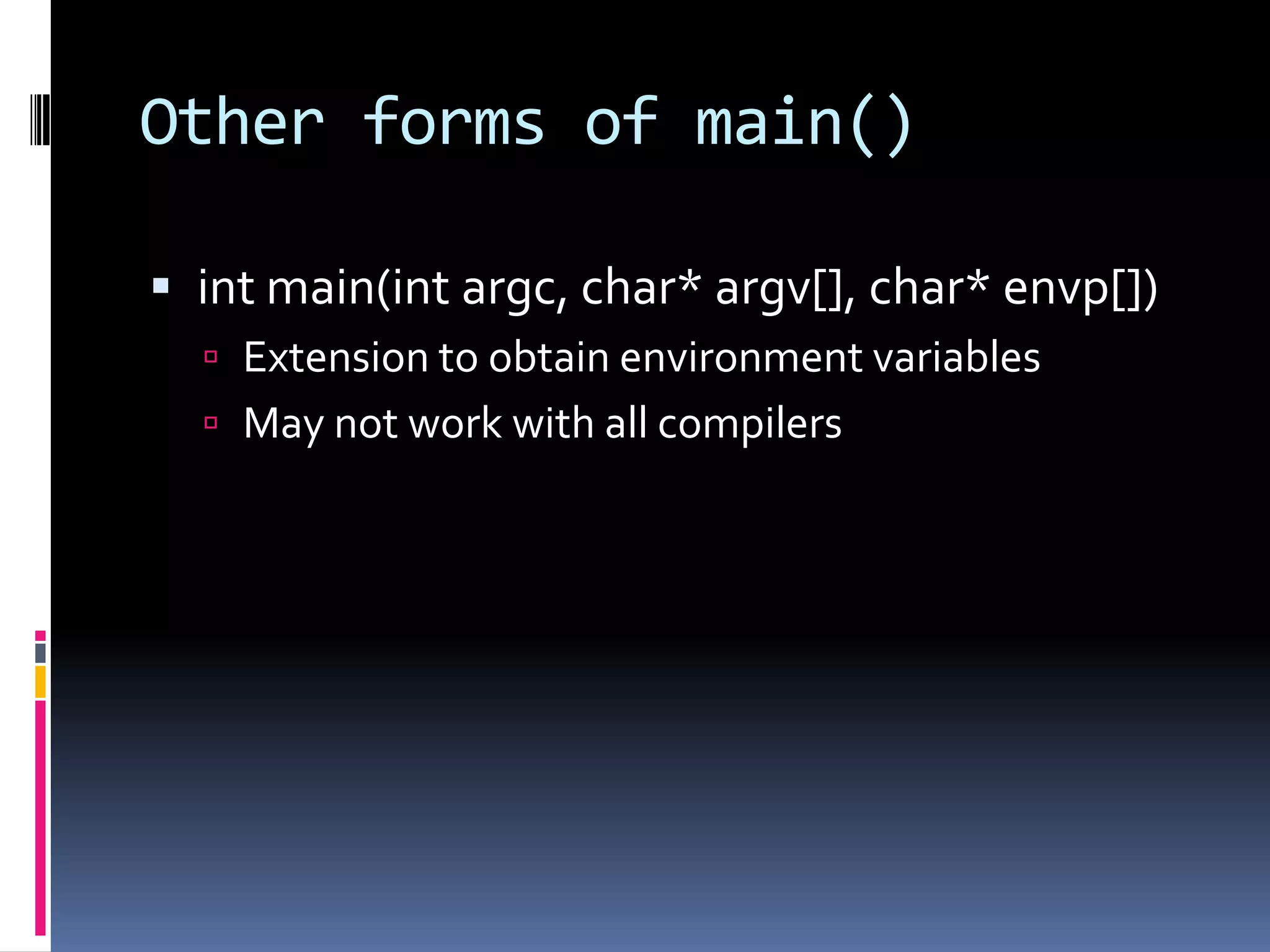 C Standards: main() | PPTX
