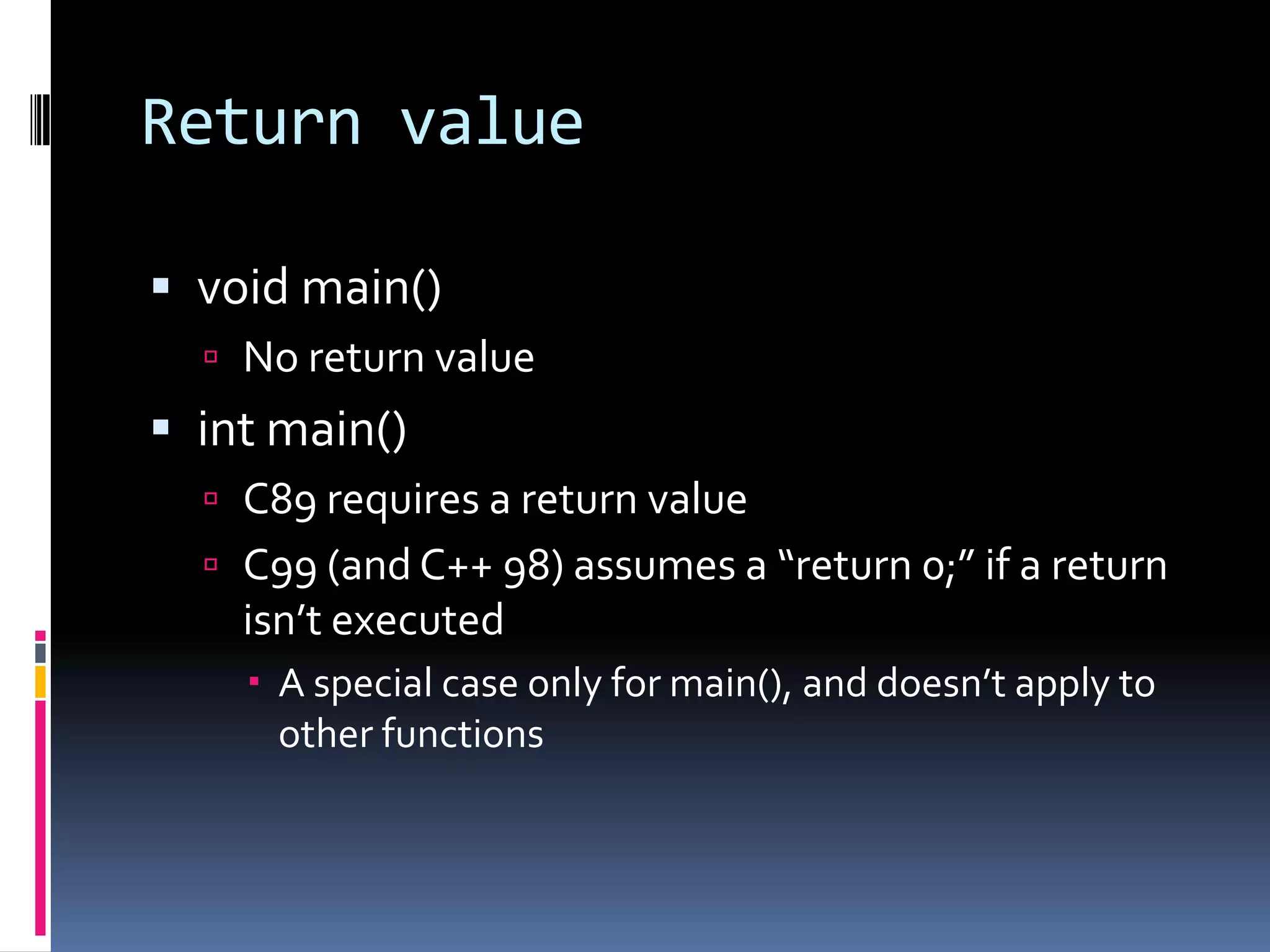 C Standards: main() | PPTX