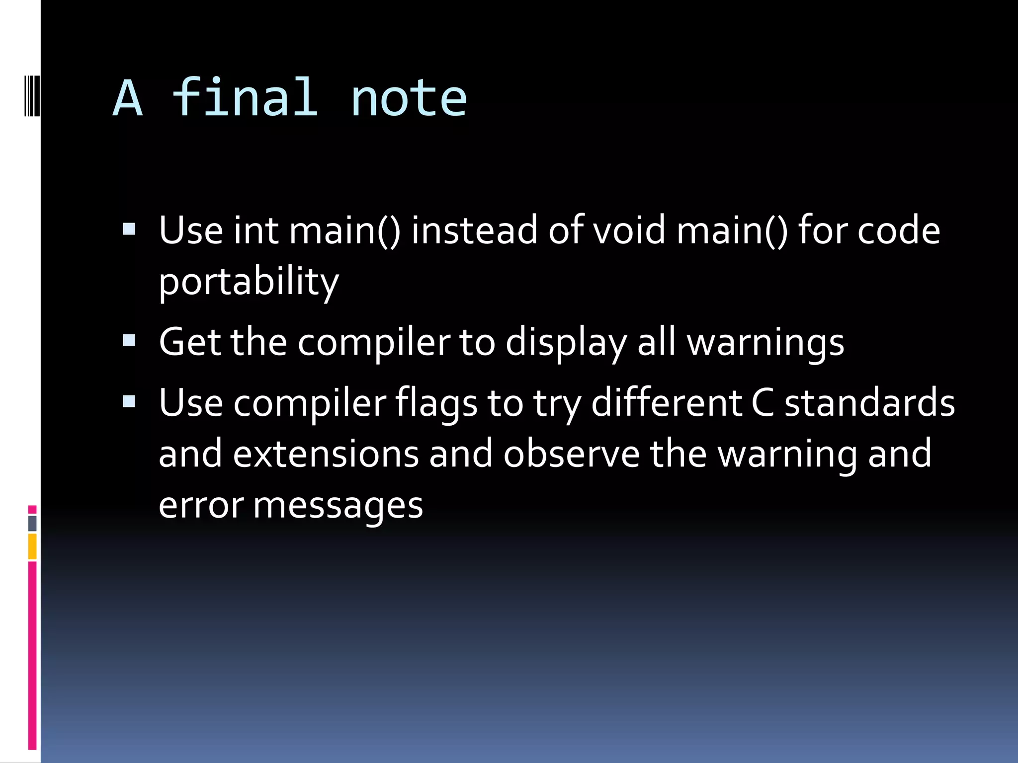 C Standards: main() | PPTX