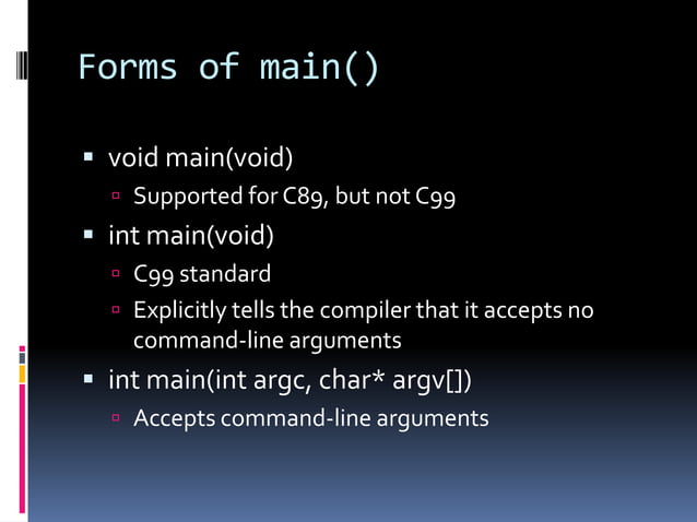 C Standards: main() | PPTX