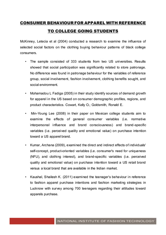 Consumer Behavior Apparel | DOCX