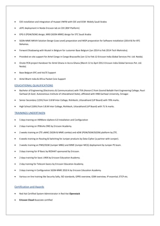 Nitin jain CV - Packet Core/EPC, Virtualization/Cloud | DOC