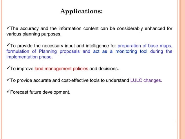 Change detection analysis in land use / land cover of Pune city using remotely sensed data | PPT