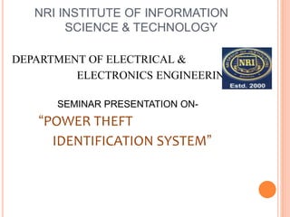 presentation on POWER THEFT IDENTIFICATION SYSTEM | PPTX