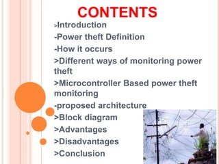 presentation on POWER THEFT IDENTIFICATION SYSTEM | PPTX