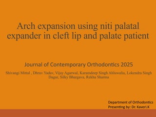 Arch Expansion Using NiTi Palatal Expander in Cleft Lip and Palate ...