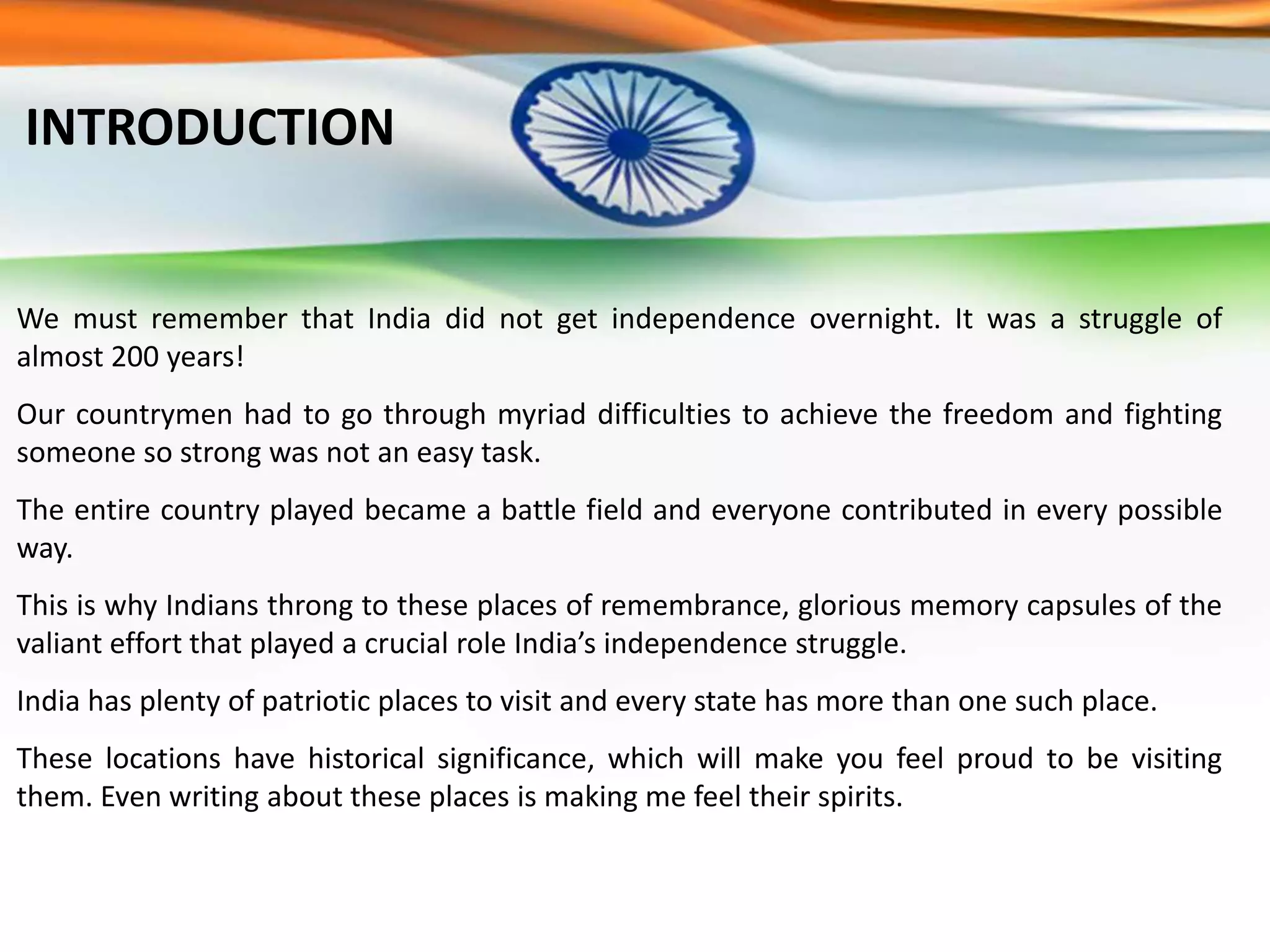 Historical places for Indian Freedom Movement | PPT