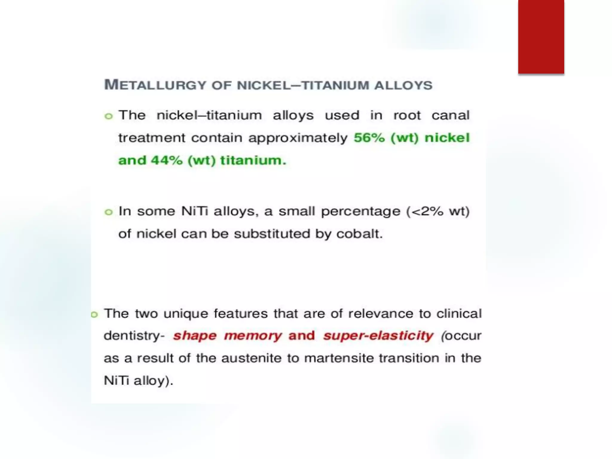 NiTi (in endodontics) | PPTX