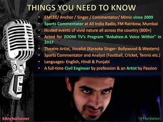 Nitish Kalia (anchor, emcee, commentator, singer, mimic, actor) | PPT ...