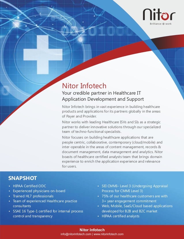 Nitor Infotech Healthcare Services Brochure 