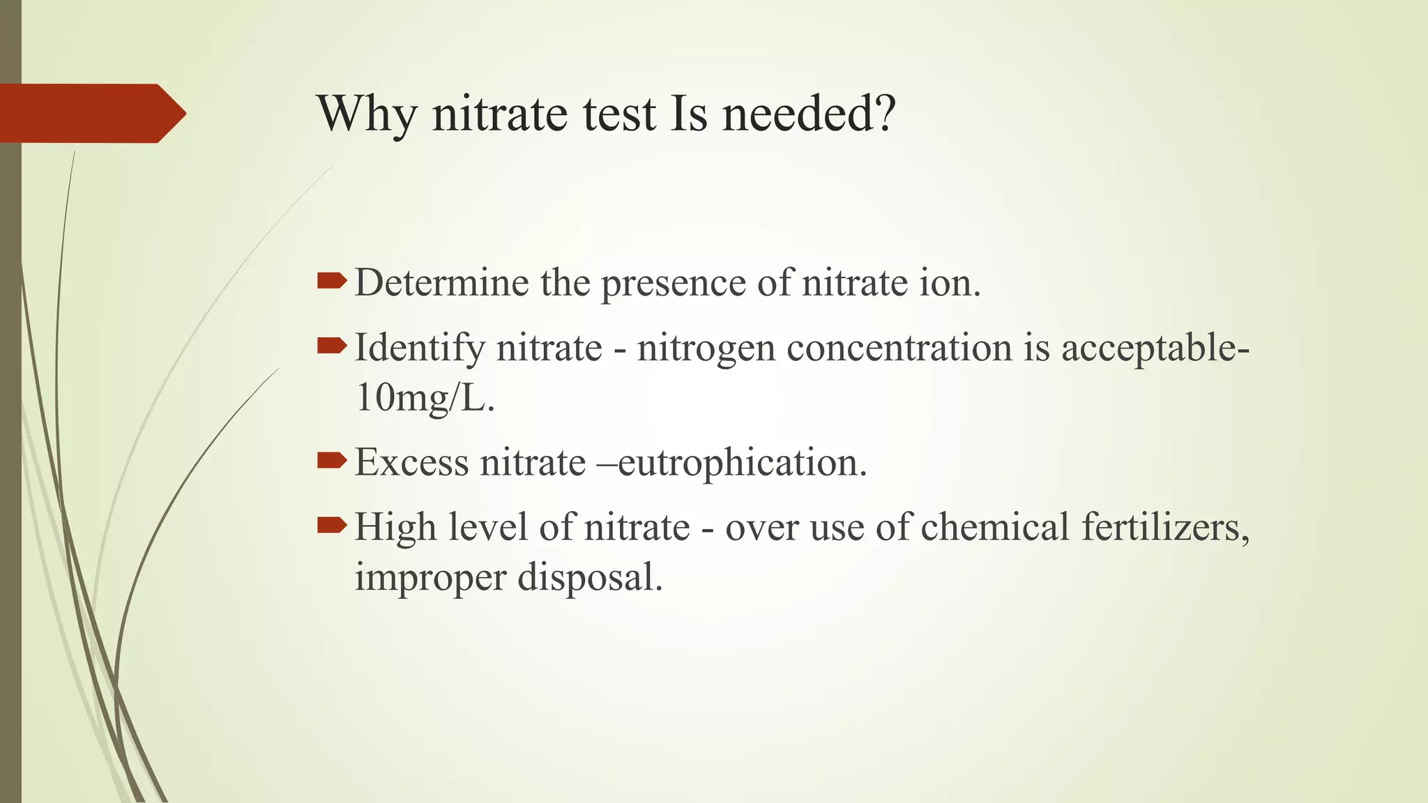 Estimation of Nitrate in Drinking Water - Procedure | PPTX