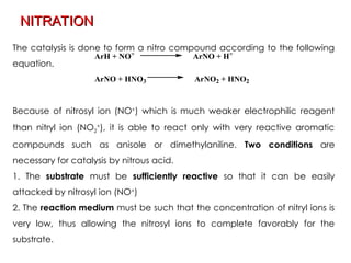 Nitration is a key chemical reaction where a nitro group (-NO₂) is ...