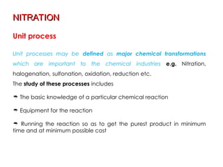 Nitration is a key chemical reaction where a nitro group (-NO₂) is ...
