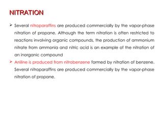 Nitration is a key chemical reaction where a nitro group (-NO₂) is ...