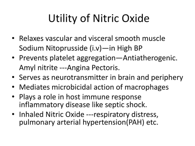 NITRIC OXIDE AND VASOACTIVE PEPTIDE SIGNAL MOLECULE.pptx | Chemistry | Science