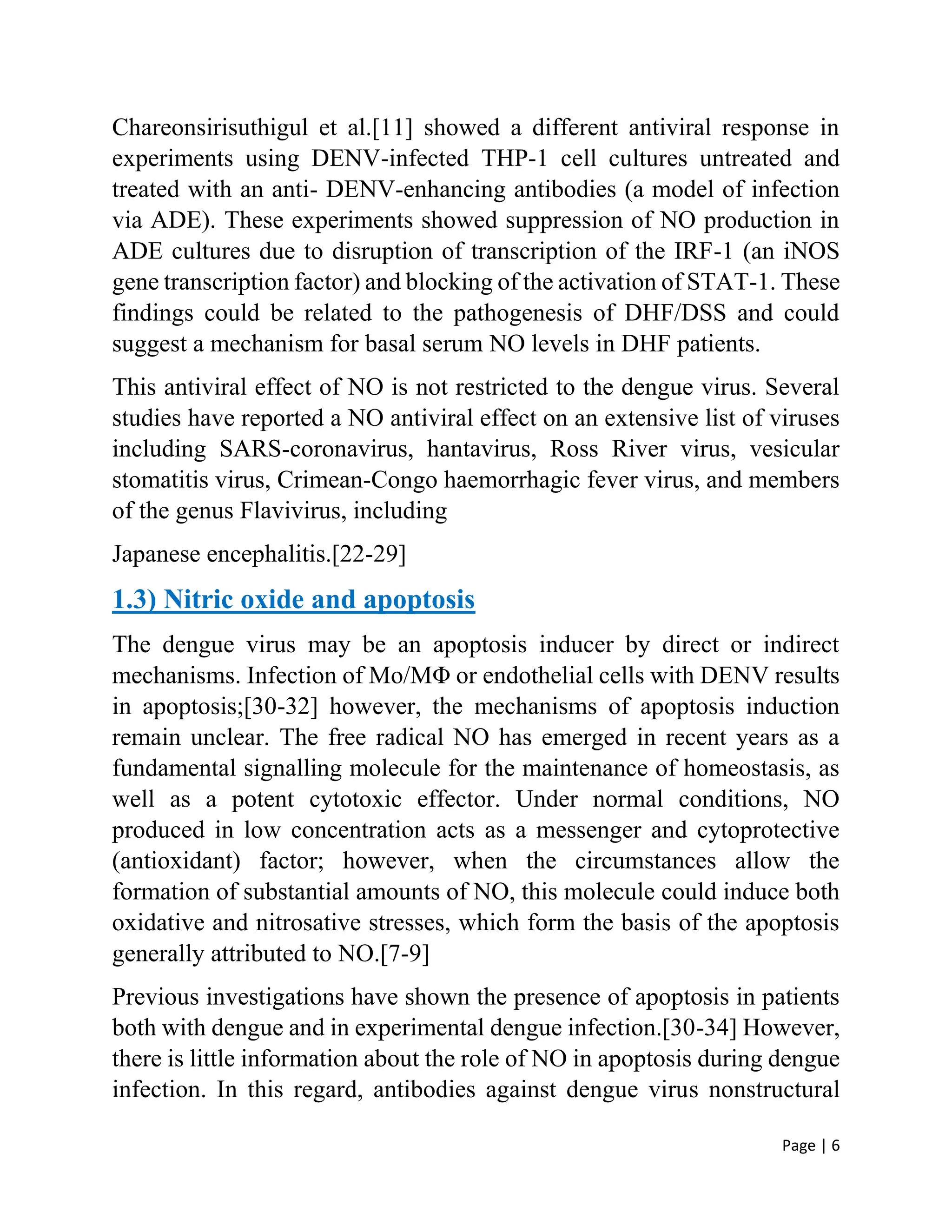 ROLE OF NITRIC OXIDE IN PATHOGENESIS OF DENGUE FEVER | PDF