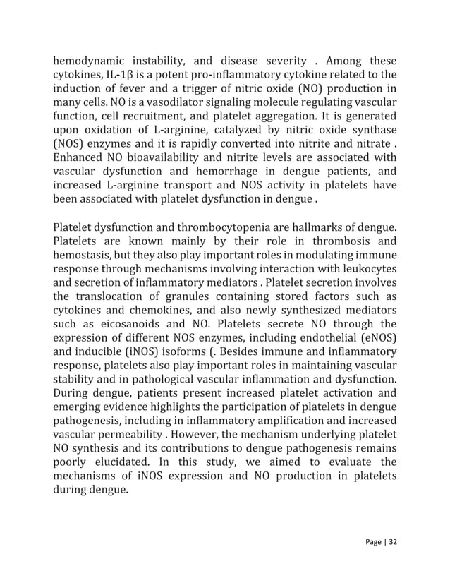 ROLE OF NITRIC OXIDE IN PATHOGENESIS OF DENGUE FEVER | PDF