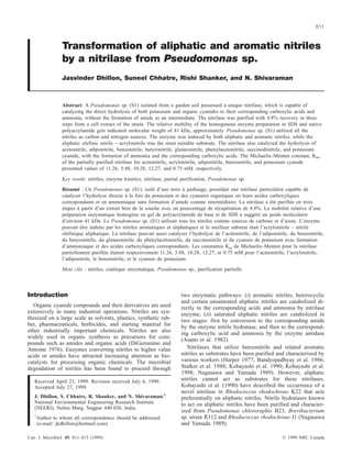 Nitrilase | PDF | Chemistry | Science