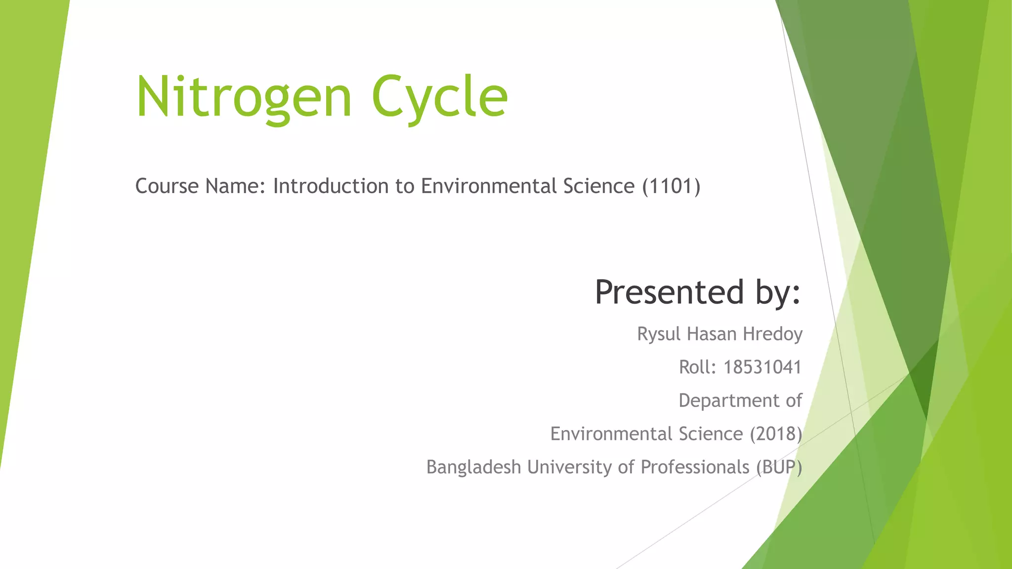 Nitrogen cycle(presentation) by Rysul | PPTX